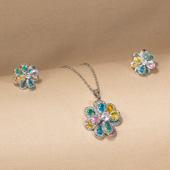 Daisy Dreams Pendant Set-Multicolor-Edgy Collection – Blingvine