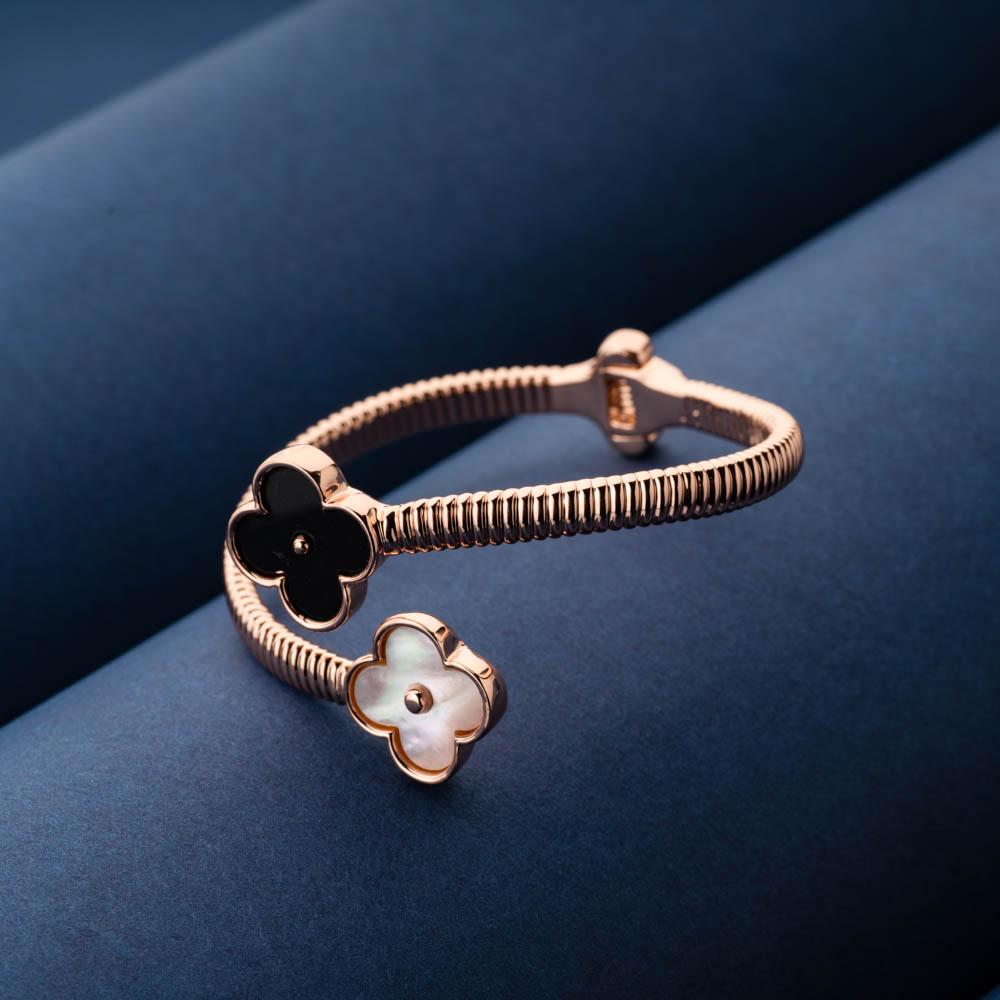 Black and White Ladies Bangle with Rose Gold Polish - Gift for Girl ...